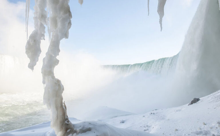 At minus 55 degrees, Niagara Falls have nearly frozen solid, creating a ...